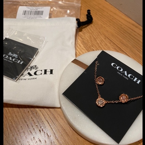 Coach | Jewelry | Nwt Coach Flower Stud Earrings And Necklace Set ...